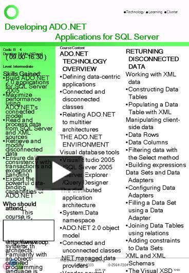 PPT – Developing ADO'NET PowerPoint presentation | free to view - id ...