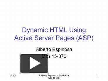 PPT – Dynamic HTML Using Active Server Pages (ASP) PowerPoint ...