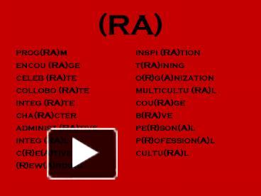 RA presentation | free to view