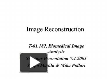 Image Reconstruction presentation | free to download