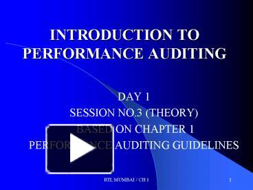 PPT – INTRODUCTION TO PERFORMANCE AUDITING PowerPoint presentation ...