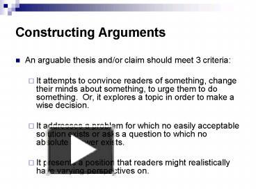 PPT – Constructing Arguments PowerPoint presentation | free to download ...