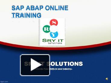 SAP ABAP Material | ABAP Online Training | SRY IT Solutions ...