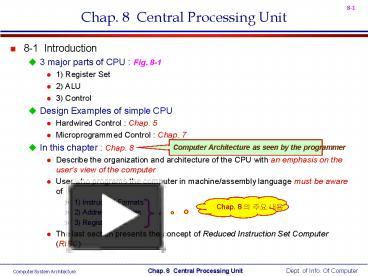 Chap. 8 Central Processing Unit presentation | free to download