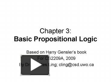PPT – Chapter 3: Basic Propositional Logic PowerPoint presentation ...