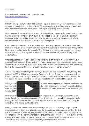 Memorizing Bible Verses - Good for Your Brain? presentation | free to ...