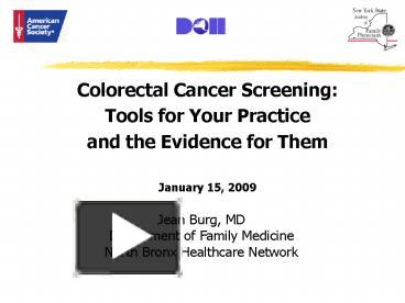 Colorectal Cancer Screening: presentation | free to view