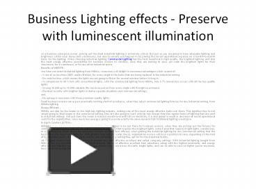 PPT – Business Lighting effects - Preserve with luminescent ...