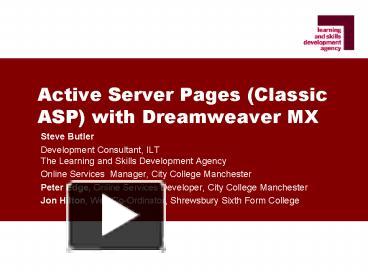 PPT – Active Server Pages Classic ASP with Dreamweaver MX PowerPoint ...