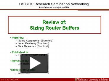 Review of: Sizing Router Buffers presentation | free to download
