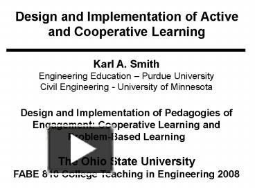 PPT – Design and Implementation of Active and Cooperative Learning ...