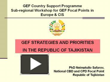 GEF STRATEGIES AND PRIORITIES presentation | free to view