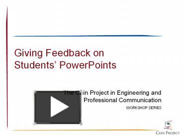 Giving Feedback on Students presentation | free to download