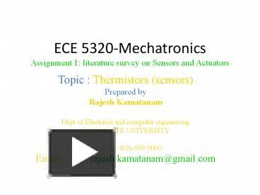 PPT – ECE 5320-Mechatronics Assignment 1: literature survey on Sensors ...