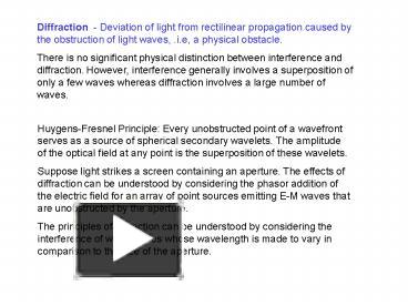 PPT – Diffraction - Deviation of light from rectilinear propagation ...