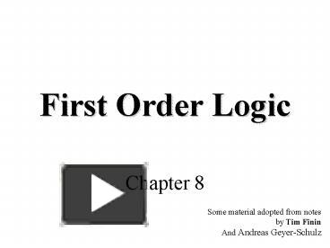 PPT – First Order Logic PowerPoint presentation | free to view - id ...