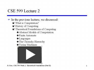 PPT – CSE 599 Lecture 2 PowerPoint presentation | free to download - id ...