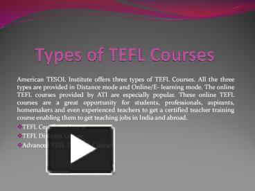 PPT – Types of TEFL Courses PowerPoint presentation | free to download ...