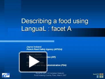 Describing a food using LanguaL : facet A presentation | free to view