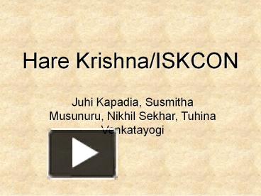 Hare Krishna/ISKCON presentation | free to download