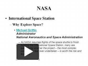 PPT – NASA PowerPoint presentation | free to view - id: 5f3f-YTc1M