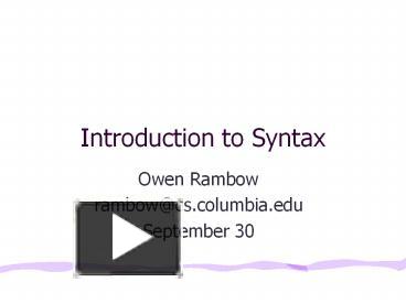 Introduction to Syntax presentation | free to download