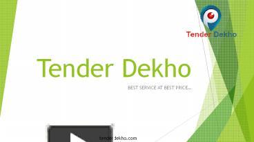 Tender Dekho, Government Tenders, Private Sector Tenders, Corporate ...
