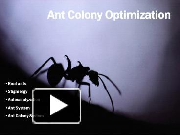Ant Colony Optimization presentation | free to view