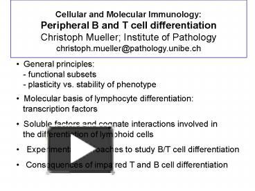 Cellular and Molecular Immunology: presentation | free to view