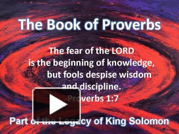 The Book of Proverbs presentation | free to view