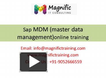 sap master data management mdm operations and configuration ...