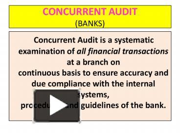 CONCURRENT AUDIT (BANKS) presentation | free to download