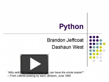 PPT – Python PowerPoint presentation | free to download - id: 60af9-ZDc1Z