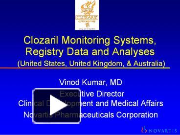 Clozaril Monitoring Systems, Registry Data and Analyses United States ...