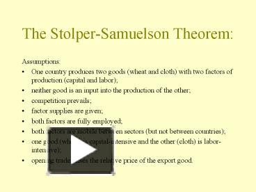 The Stolper-Samuelson Theorem: presentation | free to download