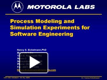 PPT – Process Modeling and Simulation Experiments for Software ...