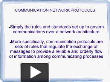 COMMUNICATION NETWORK PROTOCOLS presentation | free to download