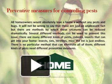 PPT – Preventive measures for controlling pests PowerPoint presentation ...