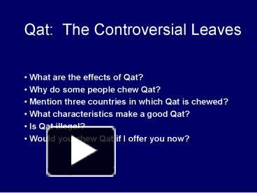 PPT – Qat: The Controversial Leaves PowerPoint presentation | free to ...