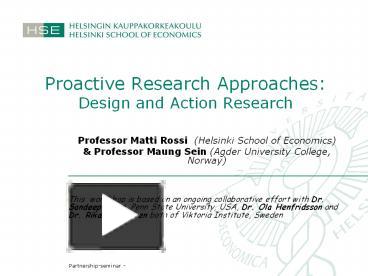 Proactive Research Approaches: Design and Action Research presentation ...
