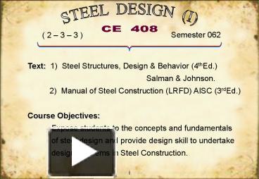 Text: 1) Steel Structures, Design presentation | free to download