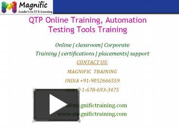 PPT – QTP Online Training, Automation Testing Tools Training PowerPoint ...
