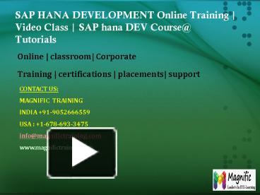 SAP HANA DEVELOPMENT Online Training - Video Class - SAP hana DEV ...
