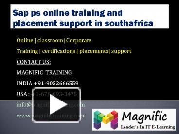 Sap ps online training and placement support in southafrica ...