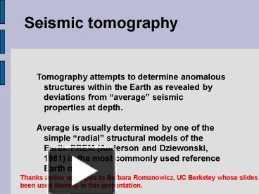 Seismic tomography presentation | free to view
