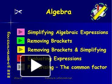 Algebra presentation | free to download