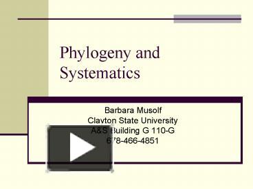 Phylogeny and Systematics presentation | free to view