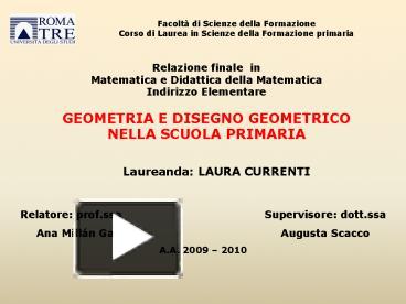 Relazione finale in Matematica e Didattica della Matematica Indirizzo ...