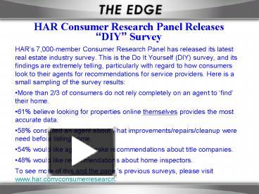 HAR Consumer Research Panel Releases presentation | free to download