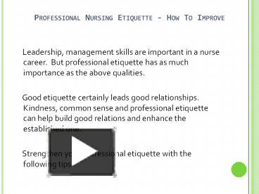 How To Improve Professional Nursing Etiquette presentation | free to ...